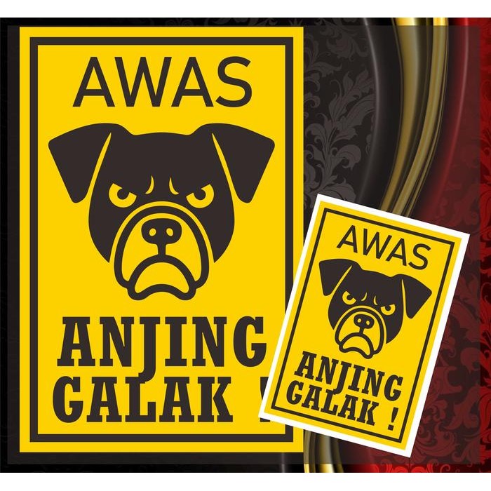 Jual Sticker Awas Anjing Galak Kuning - 2 Ukuran | Shopee Indonesia
