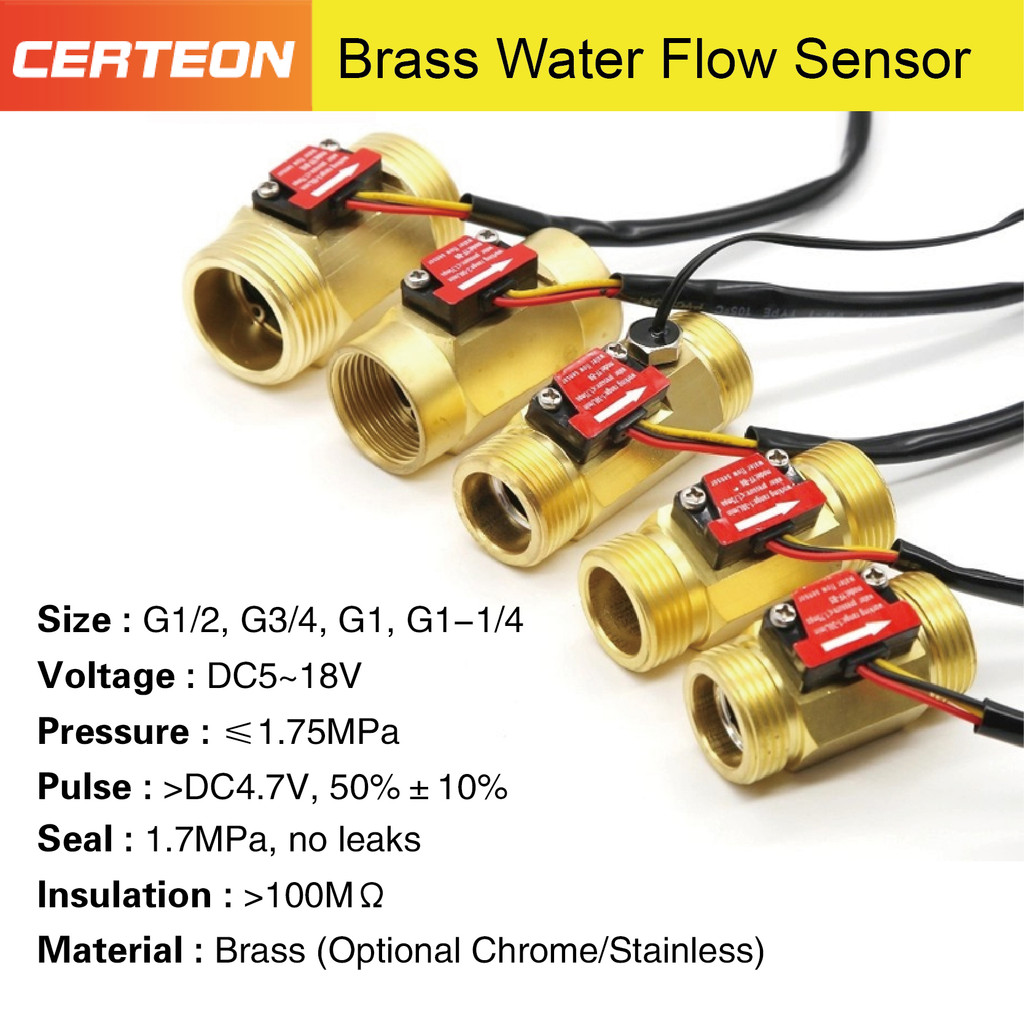 Jual Brass Water Flow Sensor Hall Effect Flow Meter Liquid Flow Rate ...
