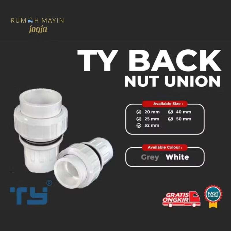 Jual TY Back Nut Union / Bulkhead Fitting Vault Ring Pipa Pipe U – PVC ...