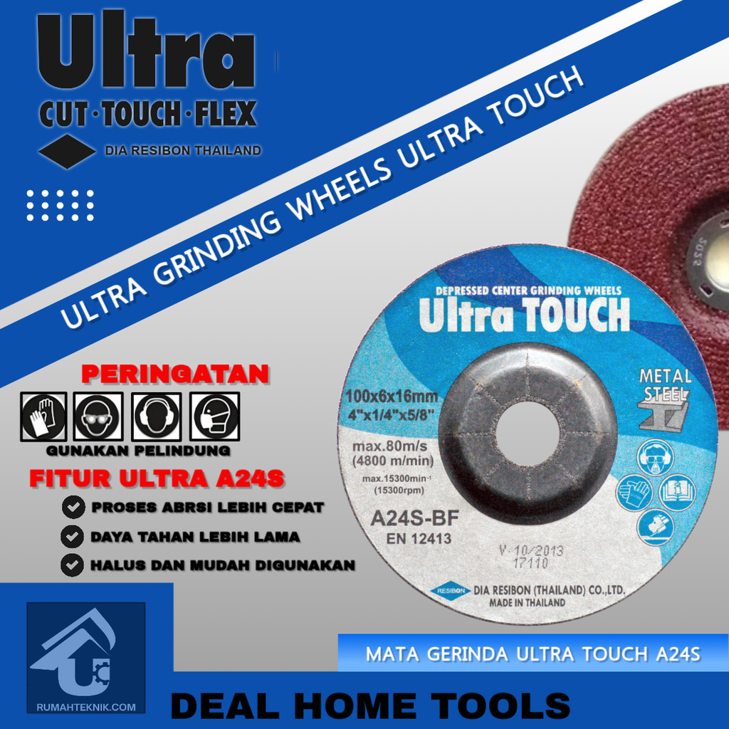 Jual BATU GERINDA ULTRA TOUCH GRINDING WHEEL TYPE A24S 100mm (4") 4mm x ...