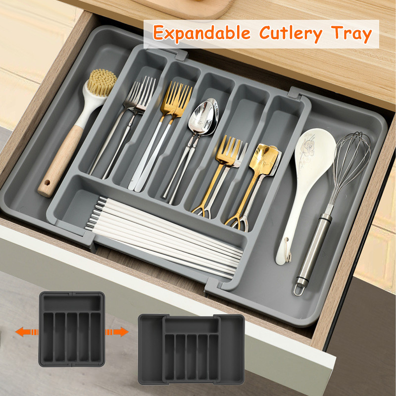Jual Expandable Cutlery Tray Sekat Sendok Laci Box Rak Tempat Laci ...