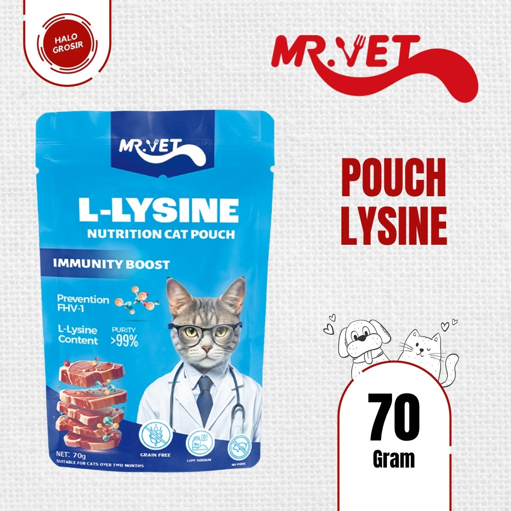 Jual Mr Vet Pouch L-Lysine Nutrition Cat Makanan Basah Kucing 70g ...