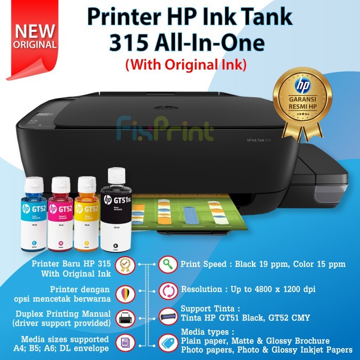 Jual Printer HP Ink Tank 315 520 All in One Inktank HP 415 580 Wifi ...