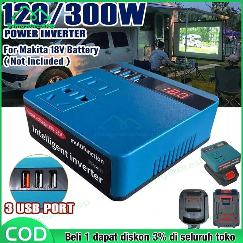 Jual Tool Inverter 21v ke 220V 100W - 3 USB Baterai Makita soket ...