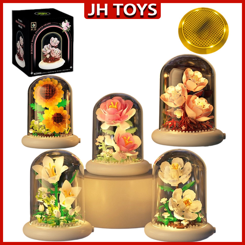 Jual [Dengan Lampu] Bricks Bunga Susun Bunga Buket Mainan DIY Block ...