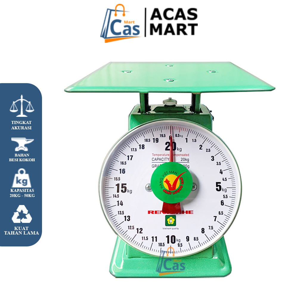 Jual AM RENKMHE Timbangan 20kg - 50kg Manual Jarum Vietnam Spring Dial Scale Besi Plat Tebal ...