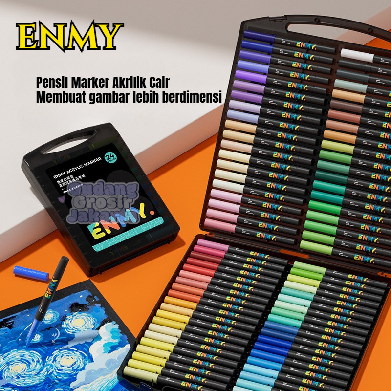 Jual ENMY- 24/60 /80 Warna Marker Cair Akrilik 1 Set Spidol Untuk ...