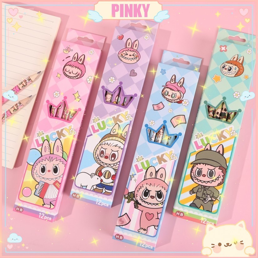 Jual COD 1 LUSIN PENSIL HB MOTIF KARTUN LABUBU THE MONSTER CUTE ...