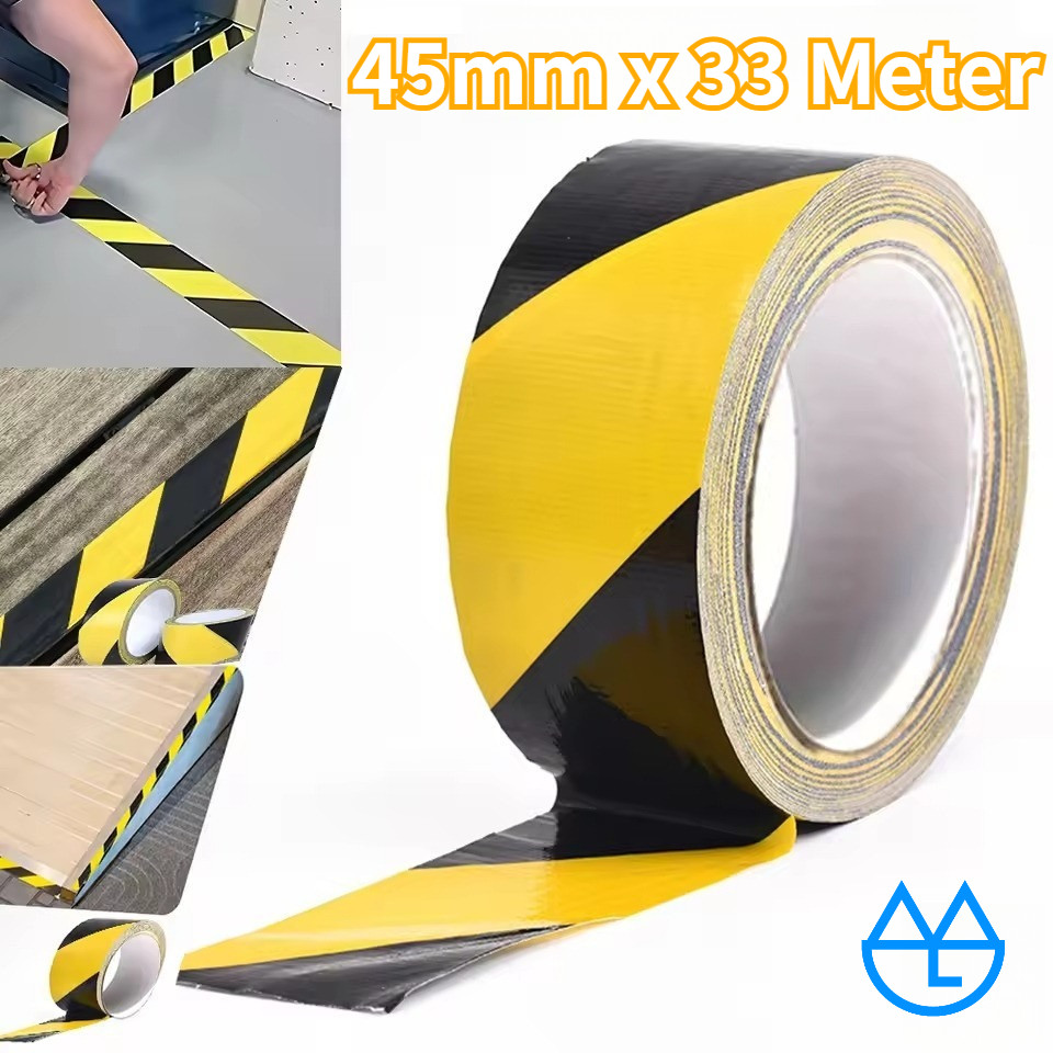 Jual 45MMx33M Floor Marking Tonata Police Line Lakban Lantai Kuning Hitam Safety Line Floor ...