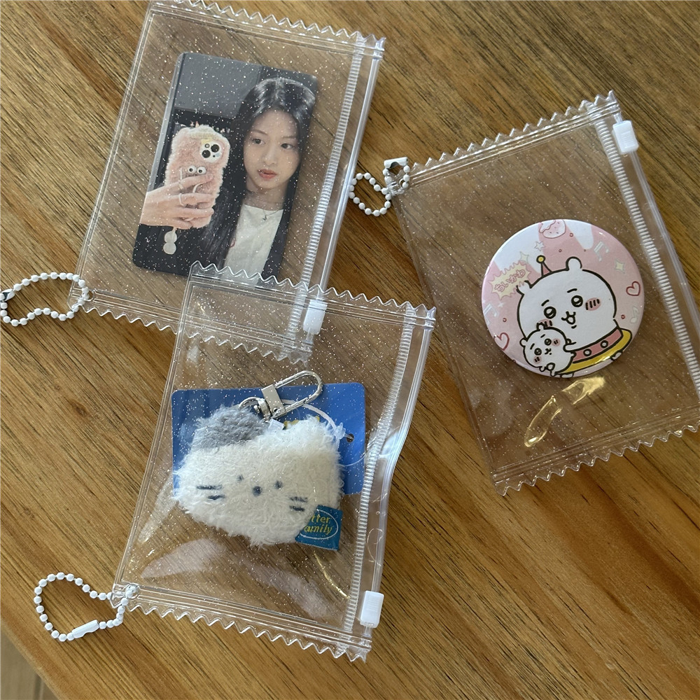 Jual SHINSDAY Ziplock Pouch Bening Transparan Glitter Keychain ...
