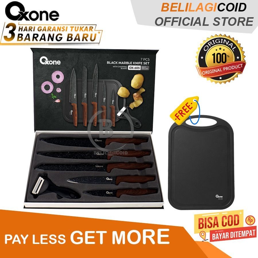 Jual Oxone OX-605 Pisau Dapur Black Marble Knife Set / Pisau Set Dapur OXONE OX605 / Oxone Pisau ...