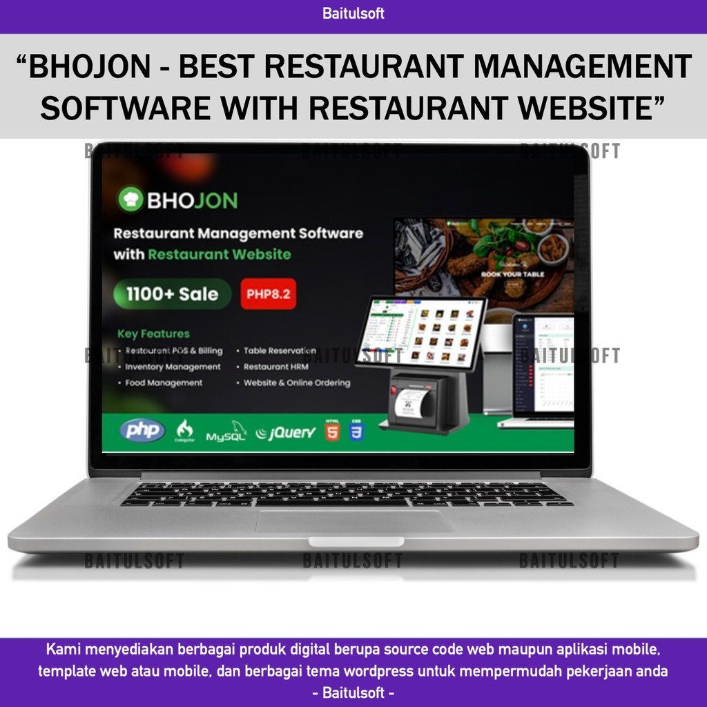 Jual SOURCE CODE APLIKASI WEB BHOJON - BEST RESTAURANT MANAGEMENT ...