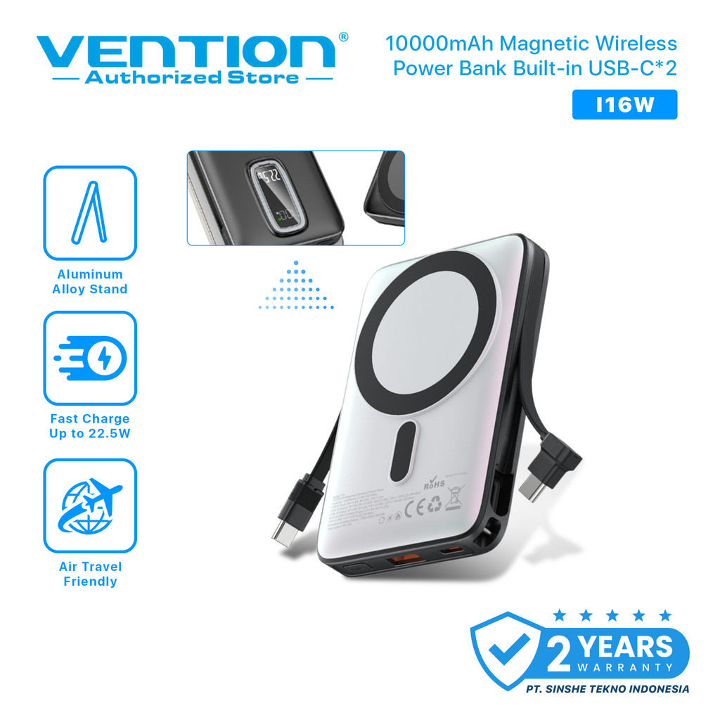 Jual Vention Powerbank 10000mAh Magnetic Wireless Fast Charging 22.5W ...