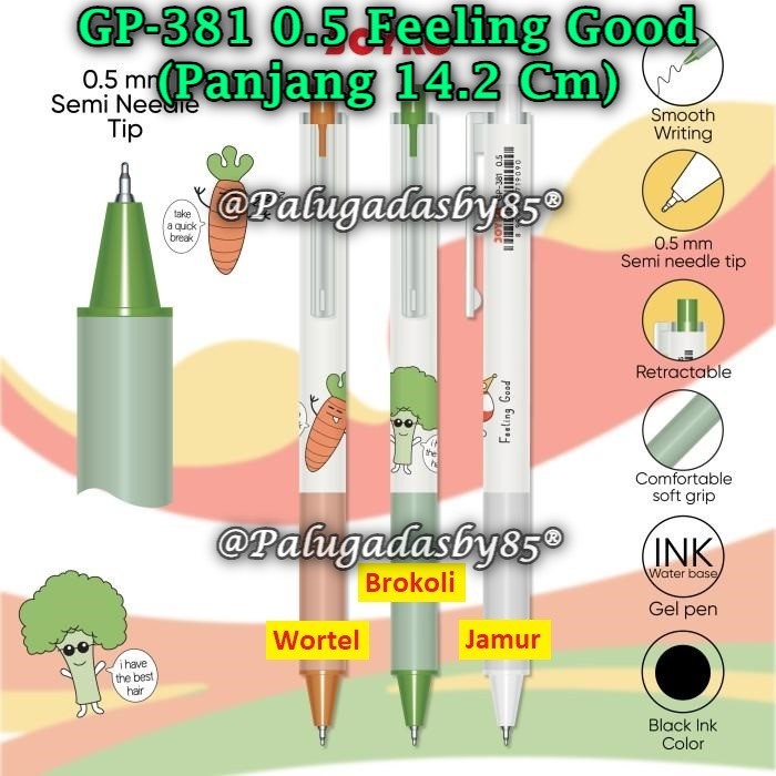Jual (1 Pak/12) GROSIR Gelpen JOYKO GP-381 Feeling Good 0.5 mm Hitam ...