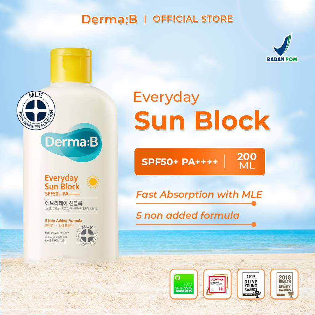 Jual Derma:B Everyday Sun Block 200ml SPF50+ PA++++ | Shopee Indonesia