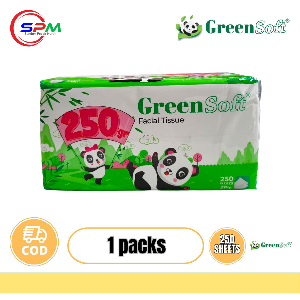 Jual GreenSoft 250 Sheets 1 PACK Facial Tissue | Tisu Wajah GreenSoft 250 Sheets 2 Ply 2 Lapis ...