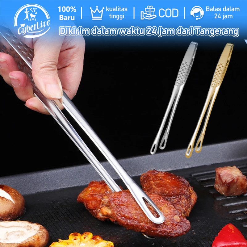 Jual Penjepit Gorengan Stainless Jepit Makanan Daging Korean Bbq Steak ...