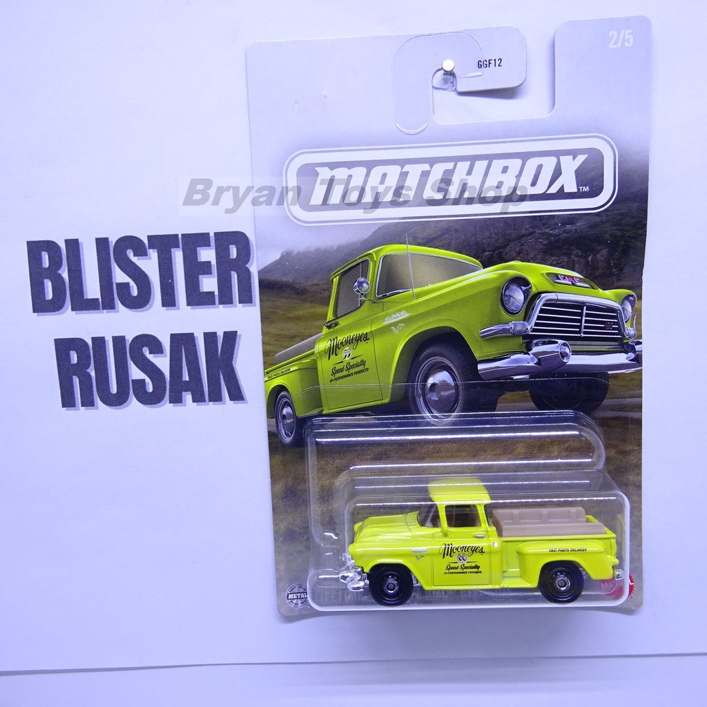 Jual Matchbox Card Ketekuk 57 GMC Stepside Kuning Mooneyes | Shopee ...