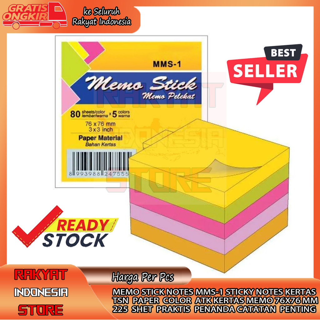 Jual JK Papers Color Memo Stick Notes MMS-1 TSN Catatan Tempel Kertas ...