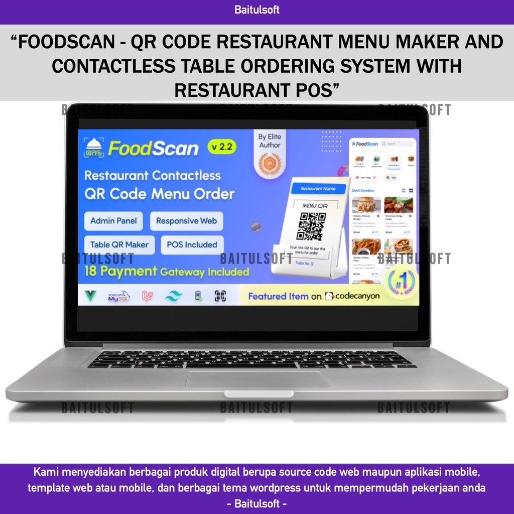 Jual SOURCE CODE APLIKASI WEB FOODSCAN - QR CODE RESTAURANT MENU MAKER AND CONTACTLESS TABLE ...