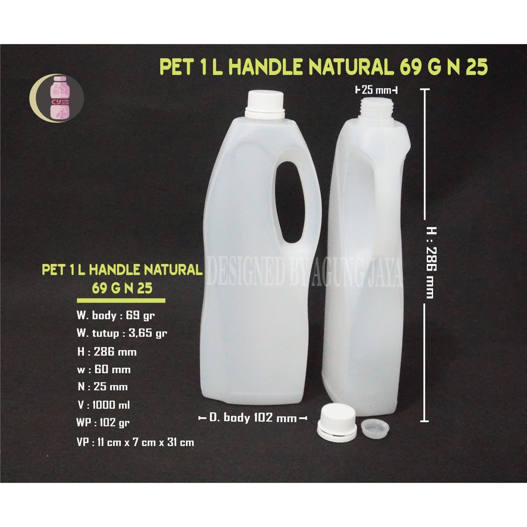 Jual Botol Plastik 1 Liter / Jerigen Plastik 1 Liter Cantik Handle ...