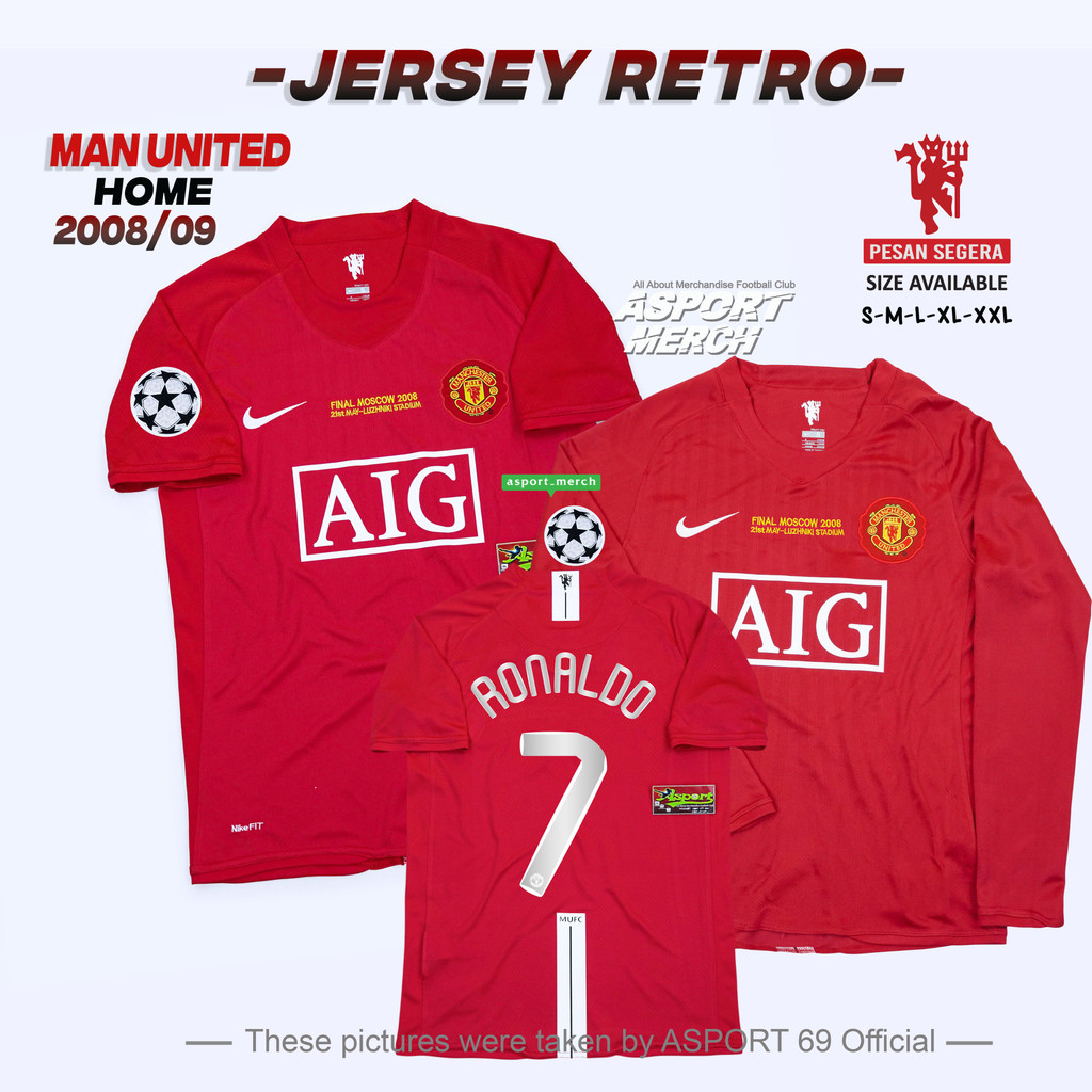 Jual JERSEY BOLA MAN UNITED RETRO HOME 2007 2008 JERSEY MU FINAL MOSCOW ...