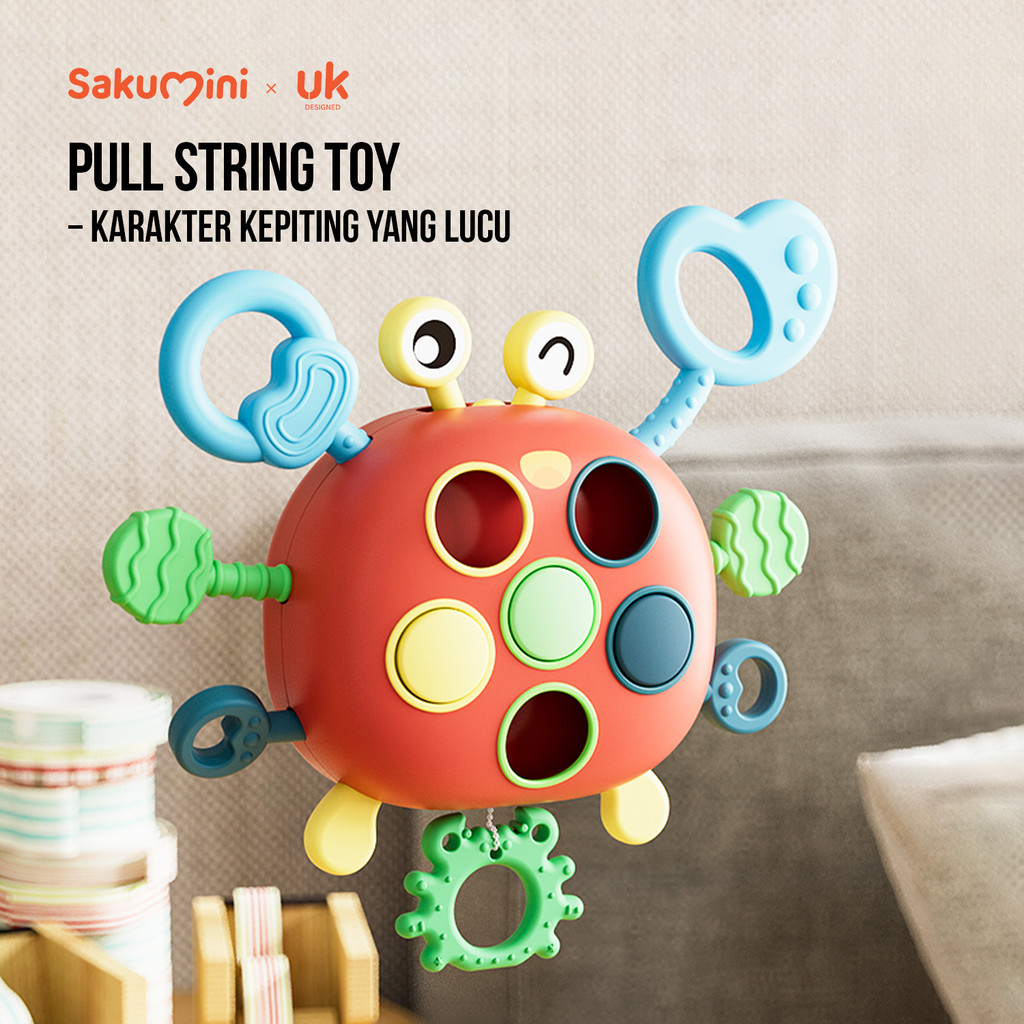 Jual Sakumini 4in1 Sensory Teether Pull String Toy Mainan Montessori ...