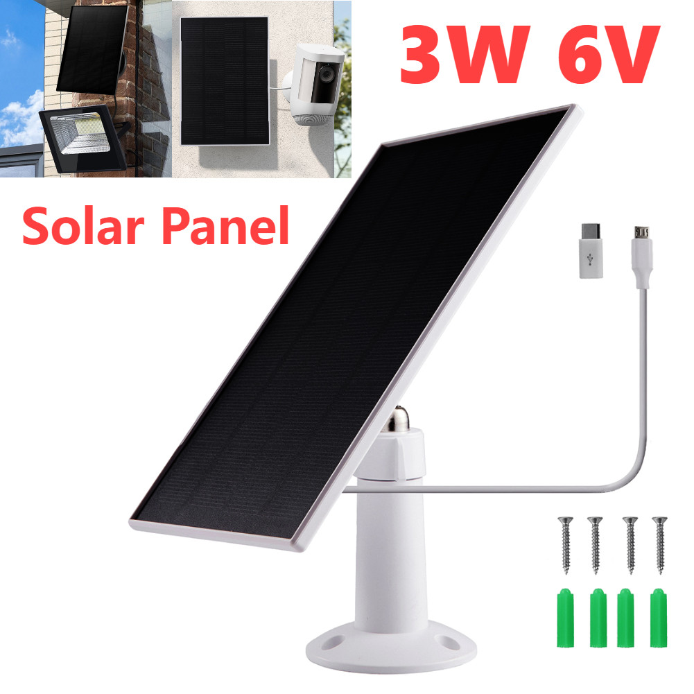 Jual 3W 6V Solar Panel 360° Adjustable Wall Mount Solar Cells Micro USB ...
