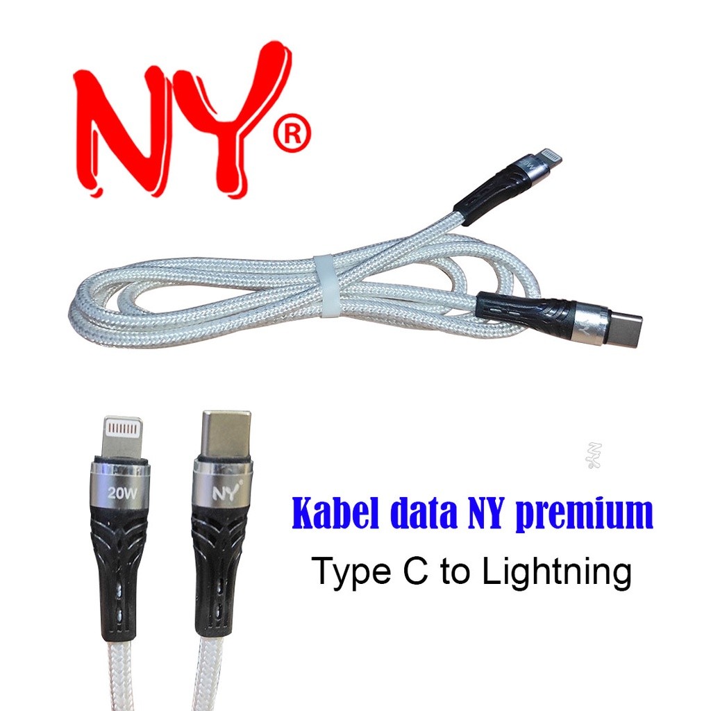Jual KABEL DATA NY PREMIUM TYPE C - LIGHTNING ( WHITE ) | Shopee Indonesia