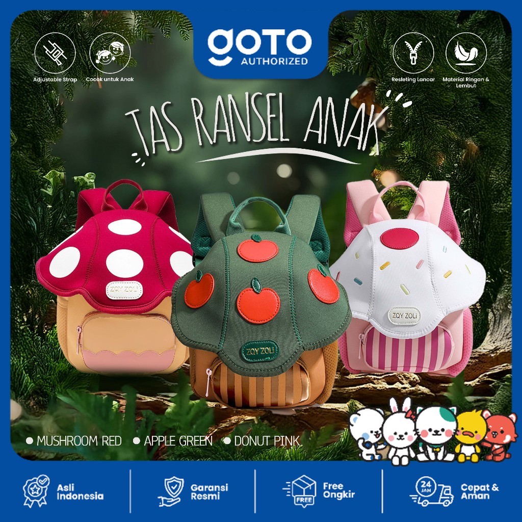Jual Goto Kimmy Backpack Tas anak Sekolah Mini Motif Jamur | Shopee ...