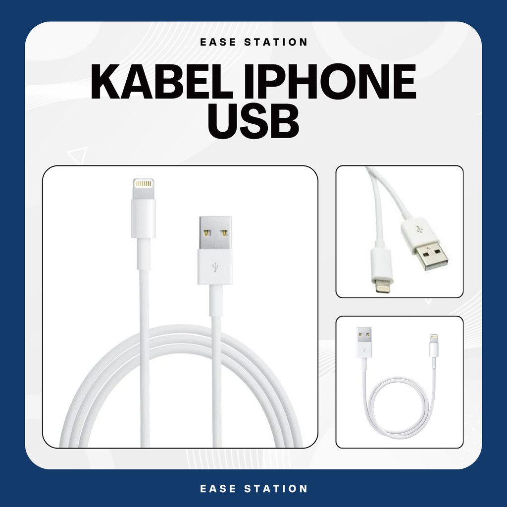 Jual KABEL CHARGER USB TO IPHONE CABLE DATA 1 METER CHARGING | Shopee ...