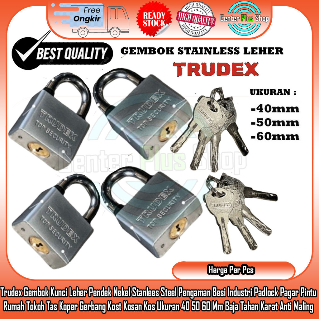 Jual Trudex Gembok Leher Pendek Silver Nekel Stanlees Steel Besi Tabal ...