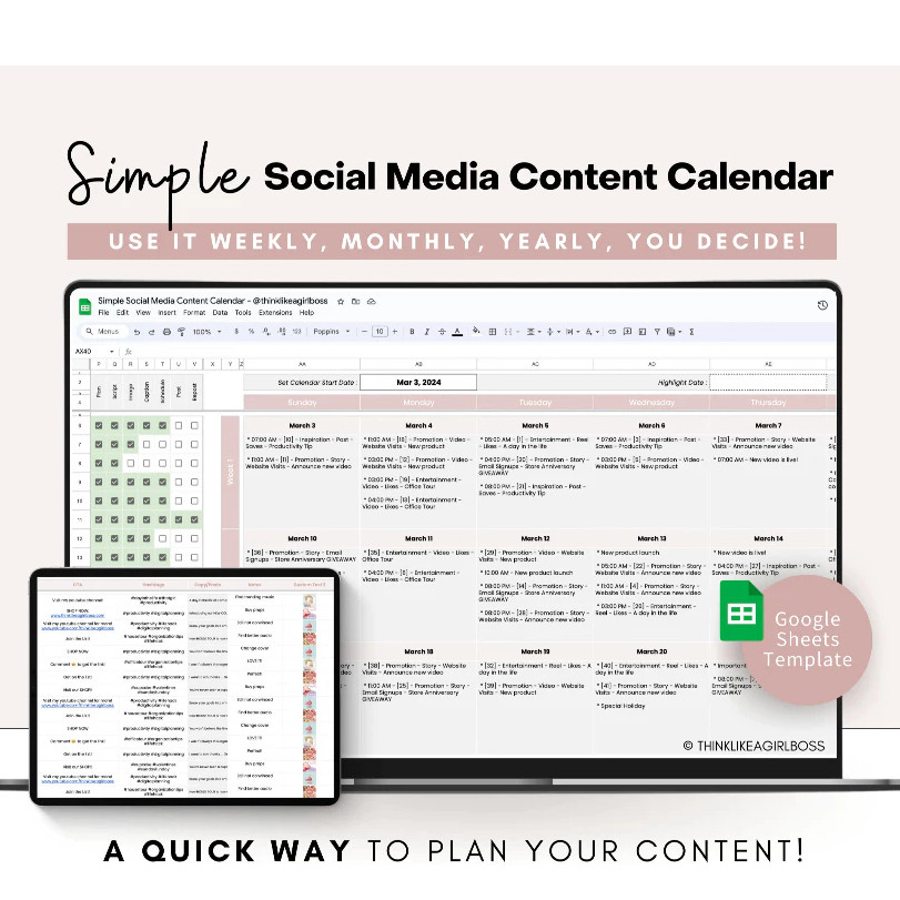 Jual Social Media Planner, Social Media Calendar, Social Media Template ...