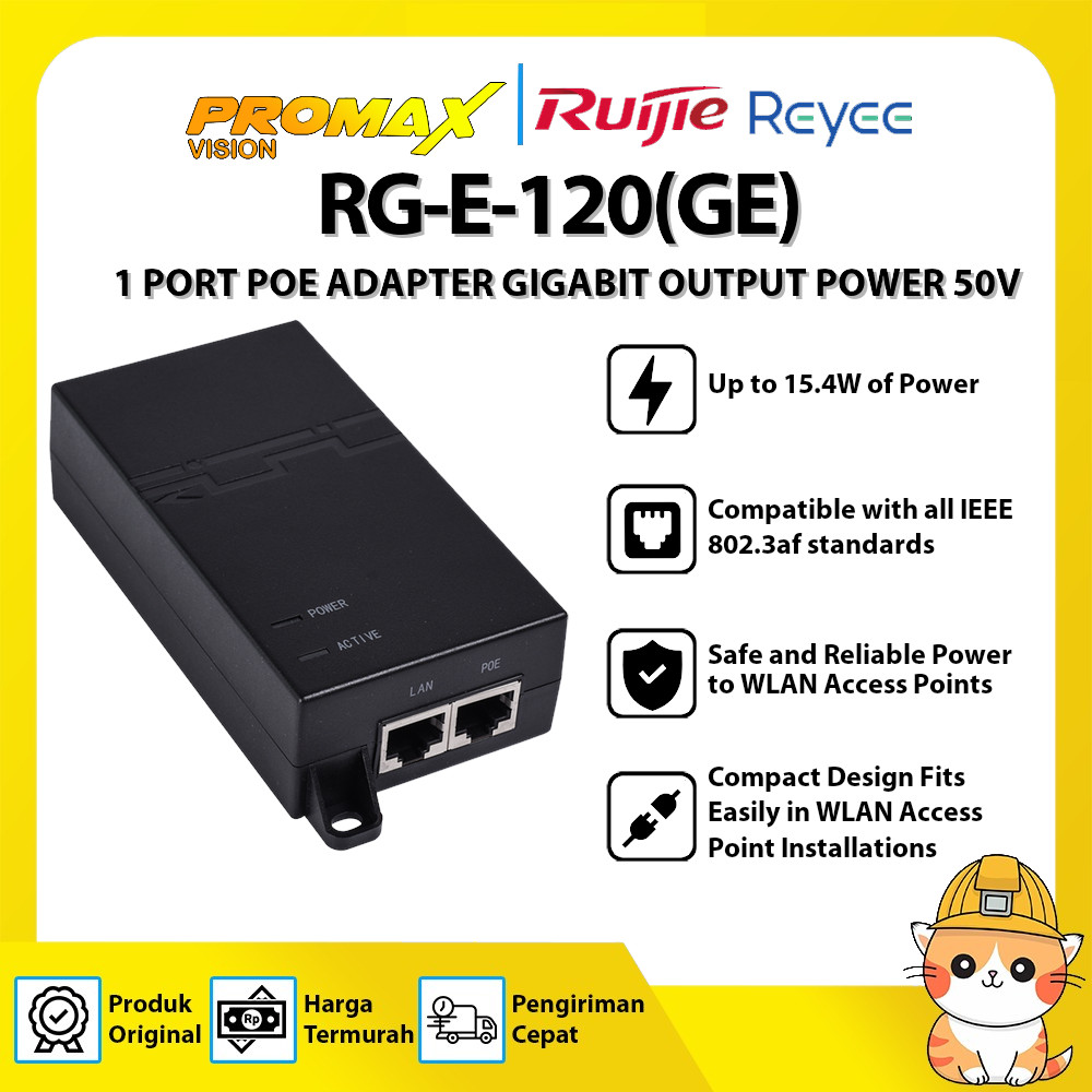 Jual RUIJIE REYEE RG-E-120(GE) 1 PORT POE ADAPTER GIGABIT OUTPUT POWER ...