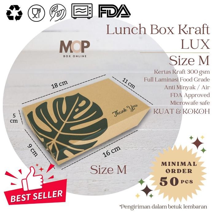 Jual Paper Lunch Box Kraft DAUN Kotak Lunchbox Coklat Lapisan Food ...