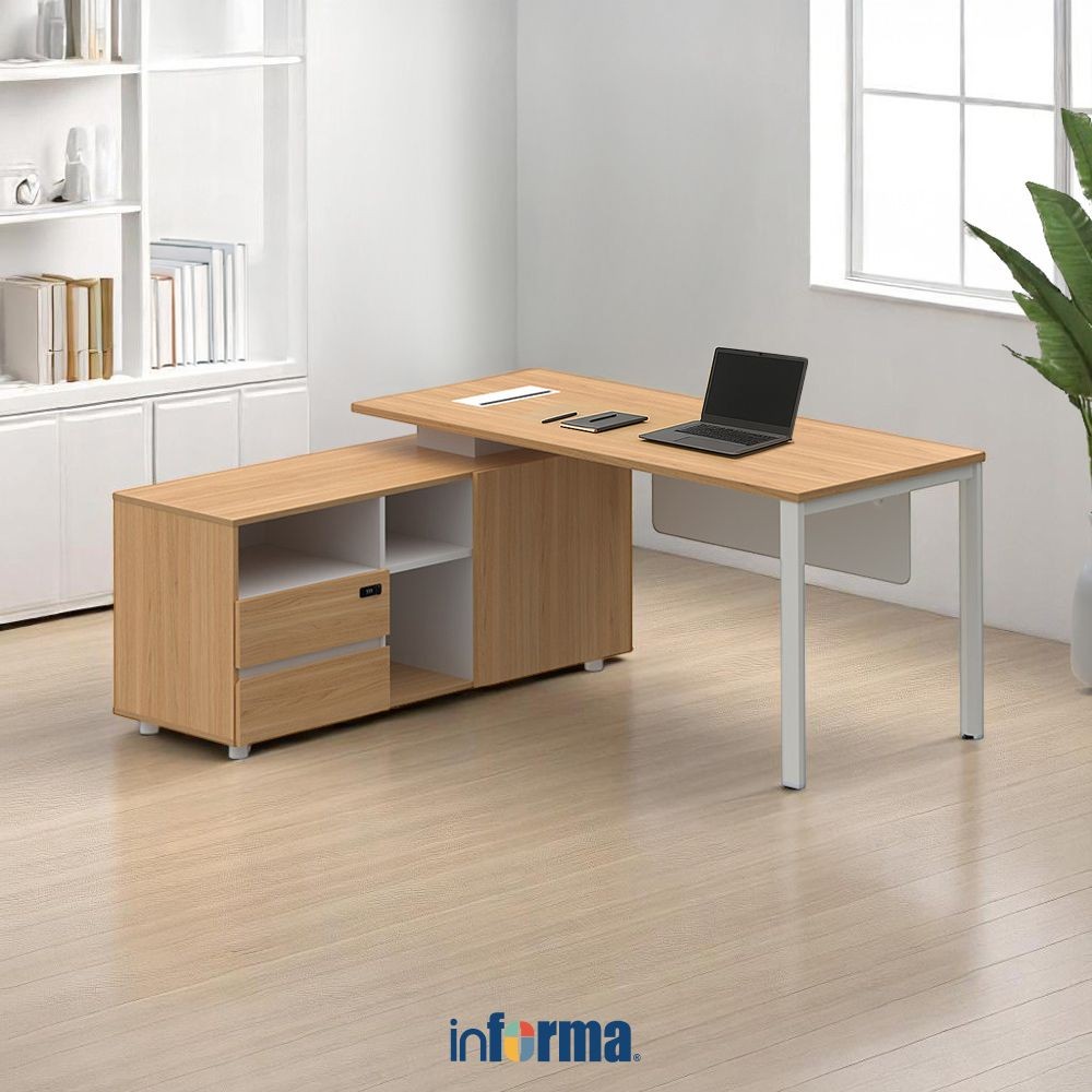 Jual Informa Sieben 160 cm Meja Kantor Left - Cokelat Office Desk ...