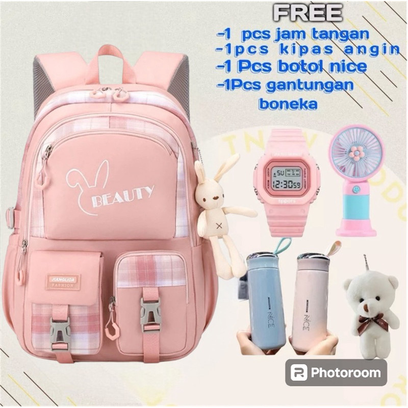 Jual BROMSUNSHOP Tas sekolah perempuan anak beauty anak ransel sekolah sd/smp/sma paket combo ...