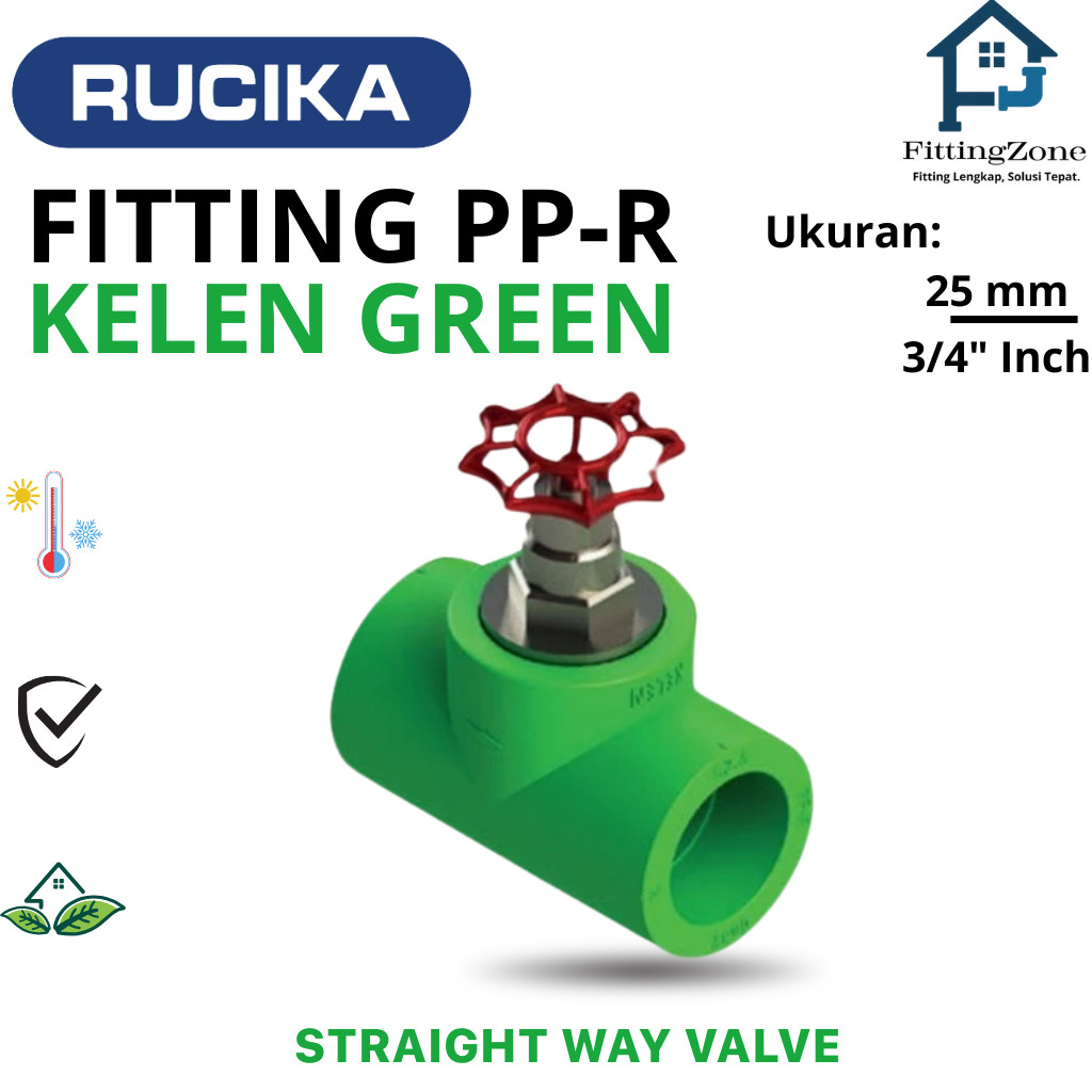 Jual Straight Way Valve 25mm ~ 3/4 inch / Gate Valve / Stop Kran ~ Sambungan Pipa PPR Rucika ...