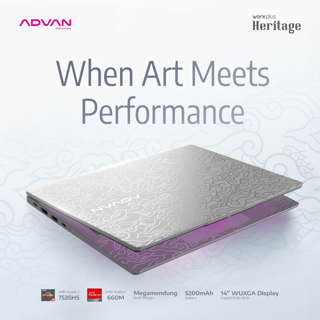 Jual ADVAN Laptop Workplus Heritage Ryzen 5 7535HS RAM 8GB NVMe 512GB ...