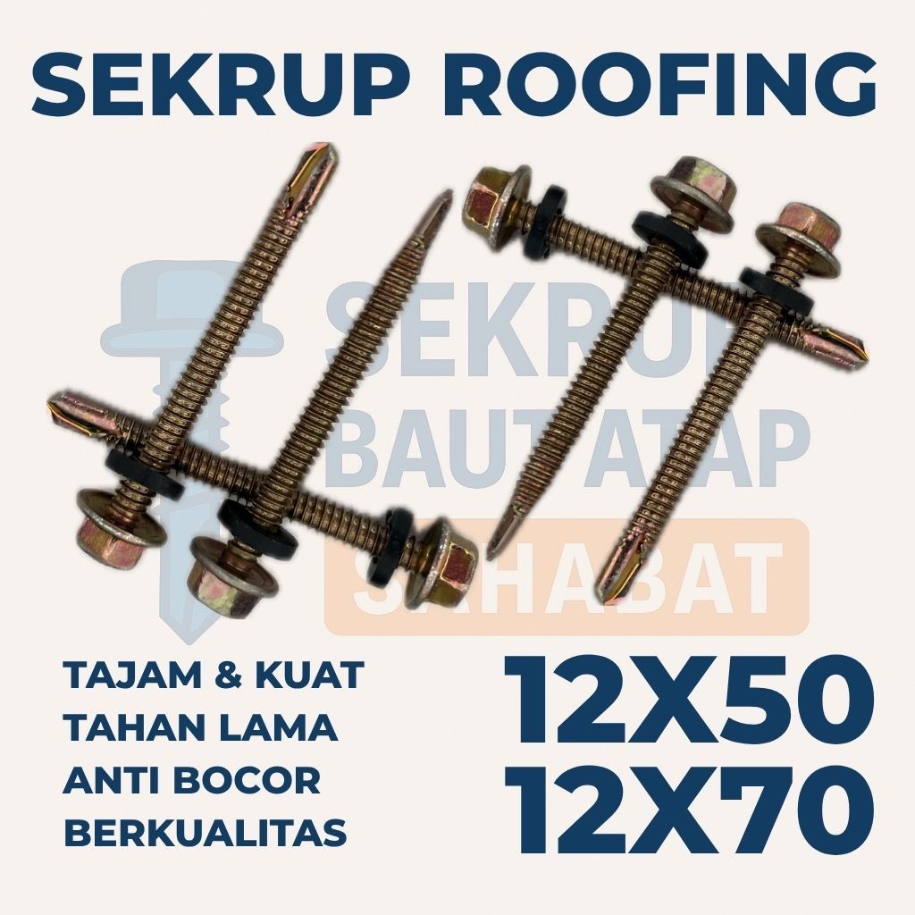 Jual SEKRUP ROOFING 12x50 | 12x70 mm – Baut Atap Seng / Baut Roofing ...