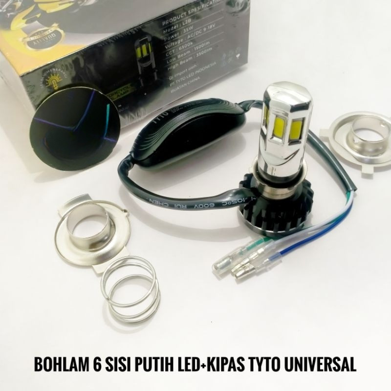 Jual LAMPU LED MOTOR TYTO 6 SISI / 3 SISI 100% ORIGINAL AC DC + KIPAS BOHLAM DOP LAMPU DEPAN ...