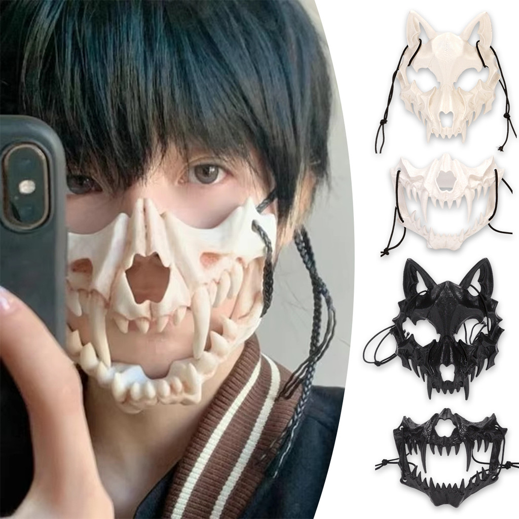 Jual Tengkorak Topeng Muka Yaksha Mask Prank Plastik Half Face Skull ...