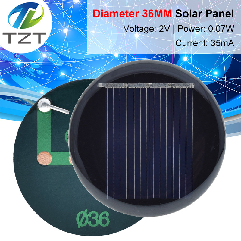 Jual TZT 2V 35mA 0.07W D36MM Polycrystalline Solar Panel Power Charge ...