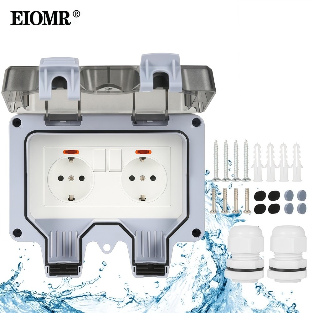 Jual EIOMR Outdoor Sockets Waterproof,Wall Electrical Outlets,IP66 ...