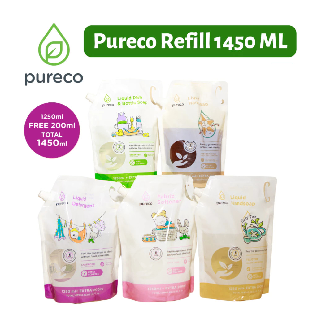 Jual PURECO Refill Eco Pack 1450 ML | Baby Liquid Detergent Fabric Softener Hand soap Deterjen ...