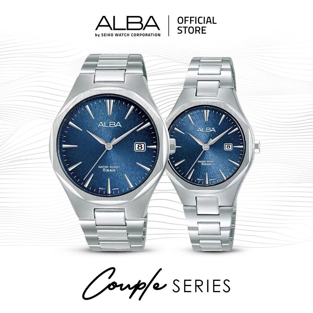 Jual Alba Jam Tangan Couple AS9U57X1 & AH7DN9X1 Quartz Blue Pattern ...