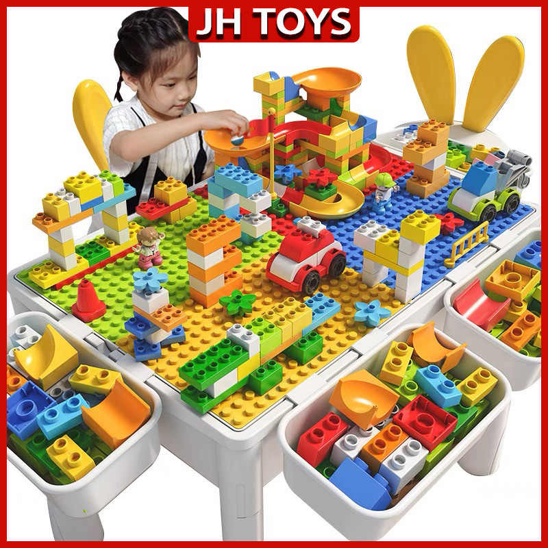 Jual JH TOYS Mainan Blok Multifungsi Meja besar Dan Kursi Belajar Bahan ...