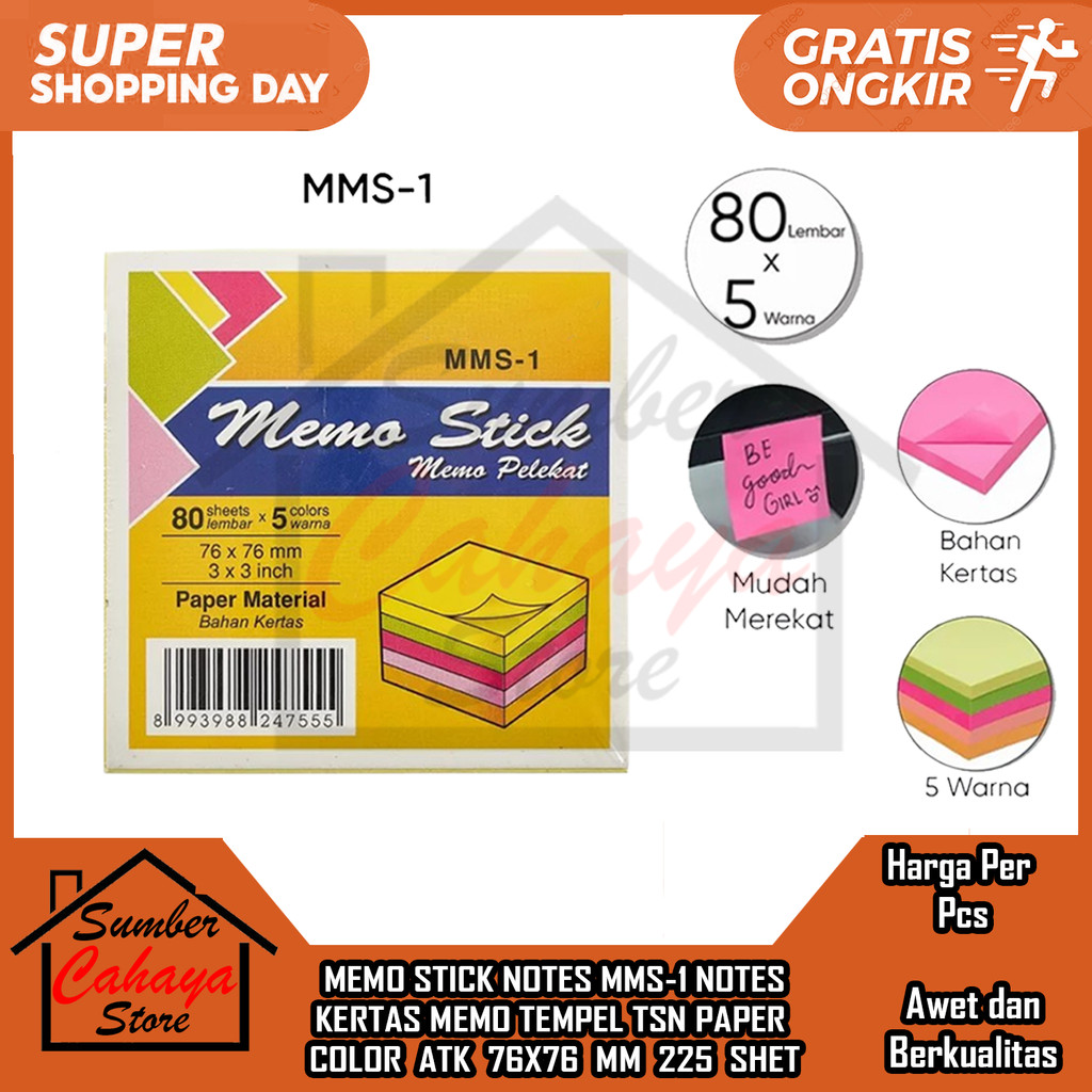 Jual JK Papers Color Memo Stick Notes MMS-1 Tempel Catatan Kertas TSN ...