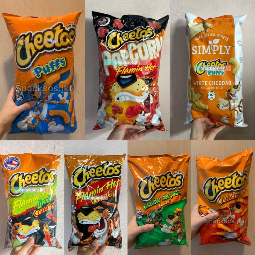 Jual Cheetos Frito Lays Crunchy Cheese / POPCORN Flamin Hot / Cheddar ...