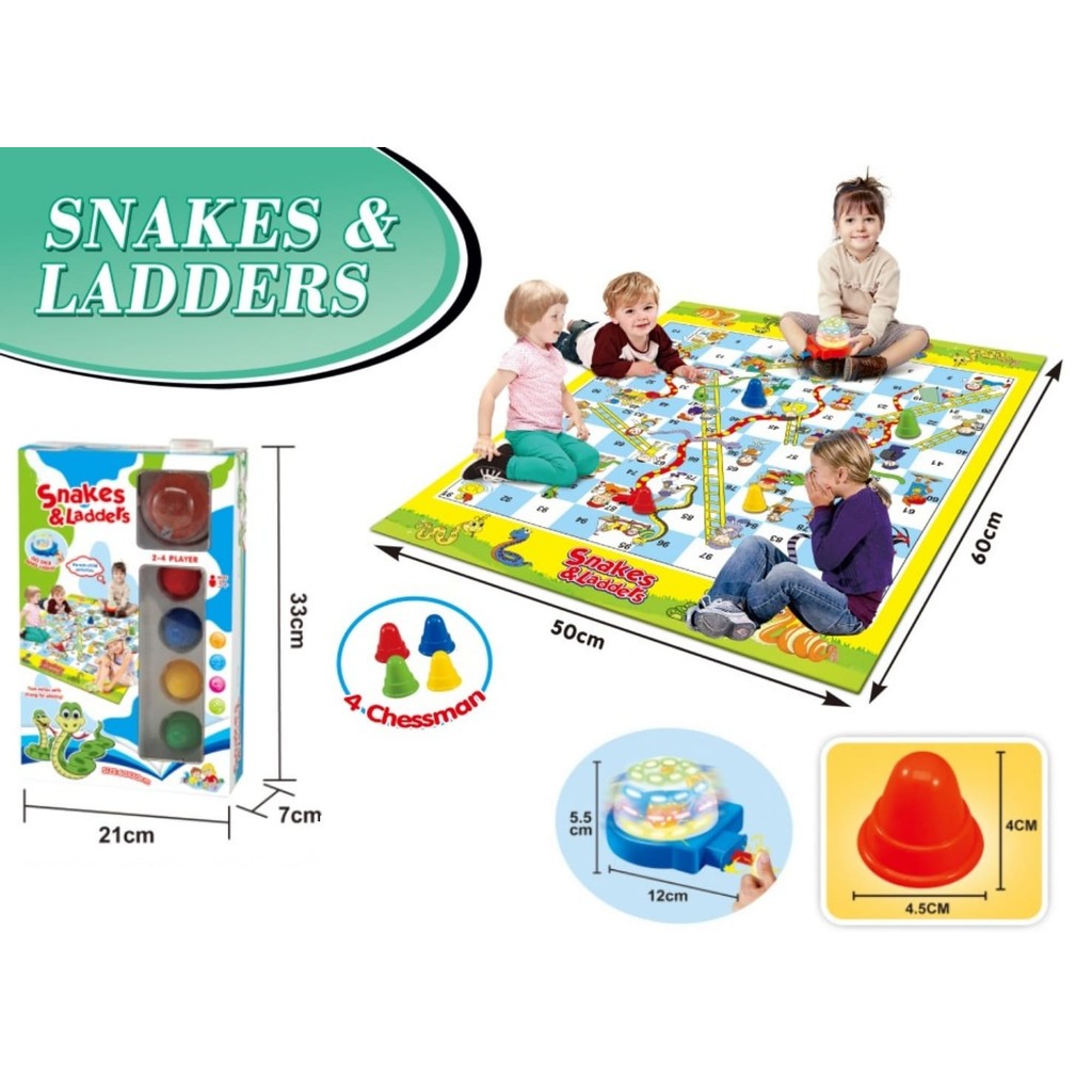 Jual DOUBLE GREAT SNAKE & LADDER MAT GO DICE AND LIGHT MAINAN KARPET ...
